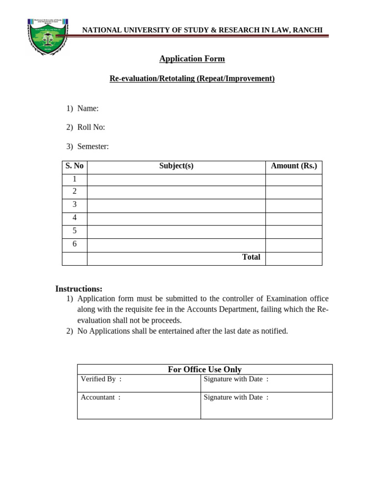 Re-Evaluation Form (Repeat) | PDF