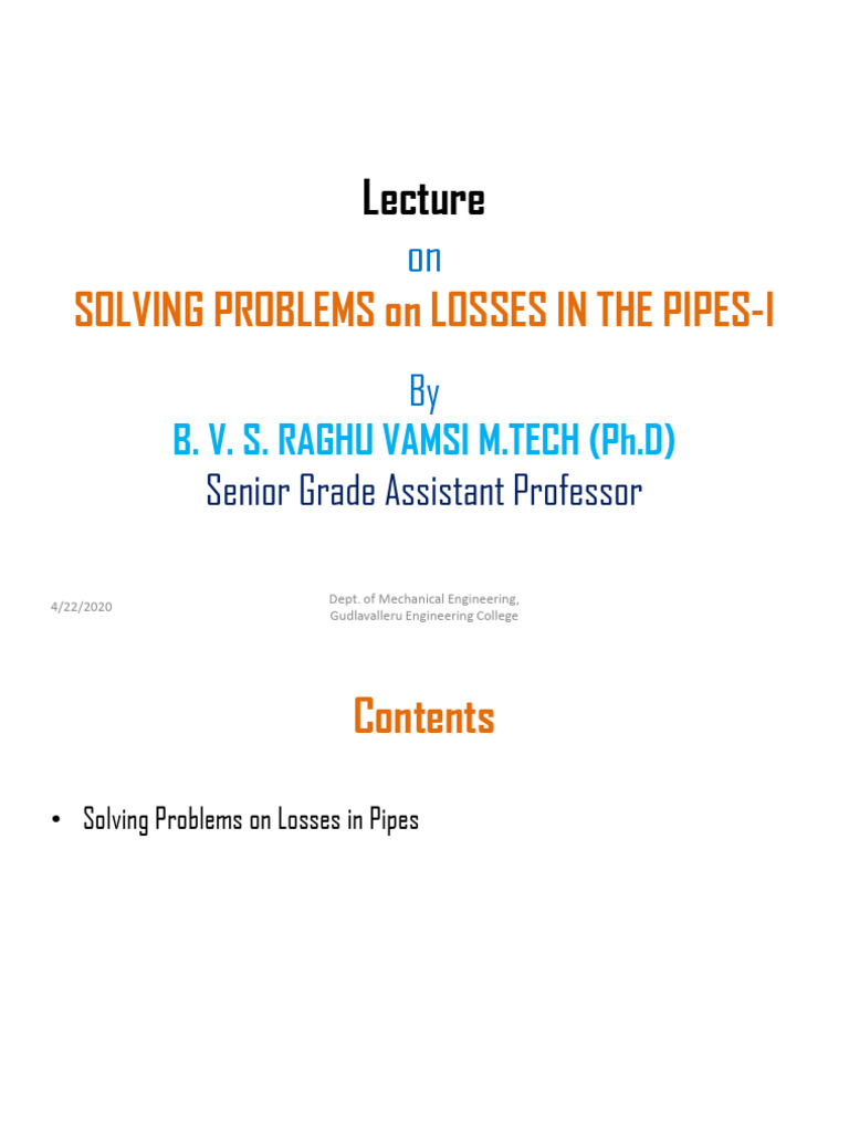 Solving Pipe Loss Problems in Engineering | PDF | Discharge (Hydrology ...