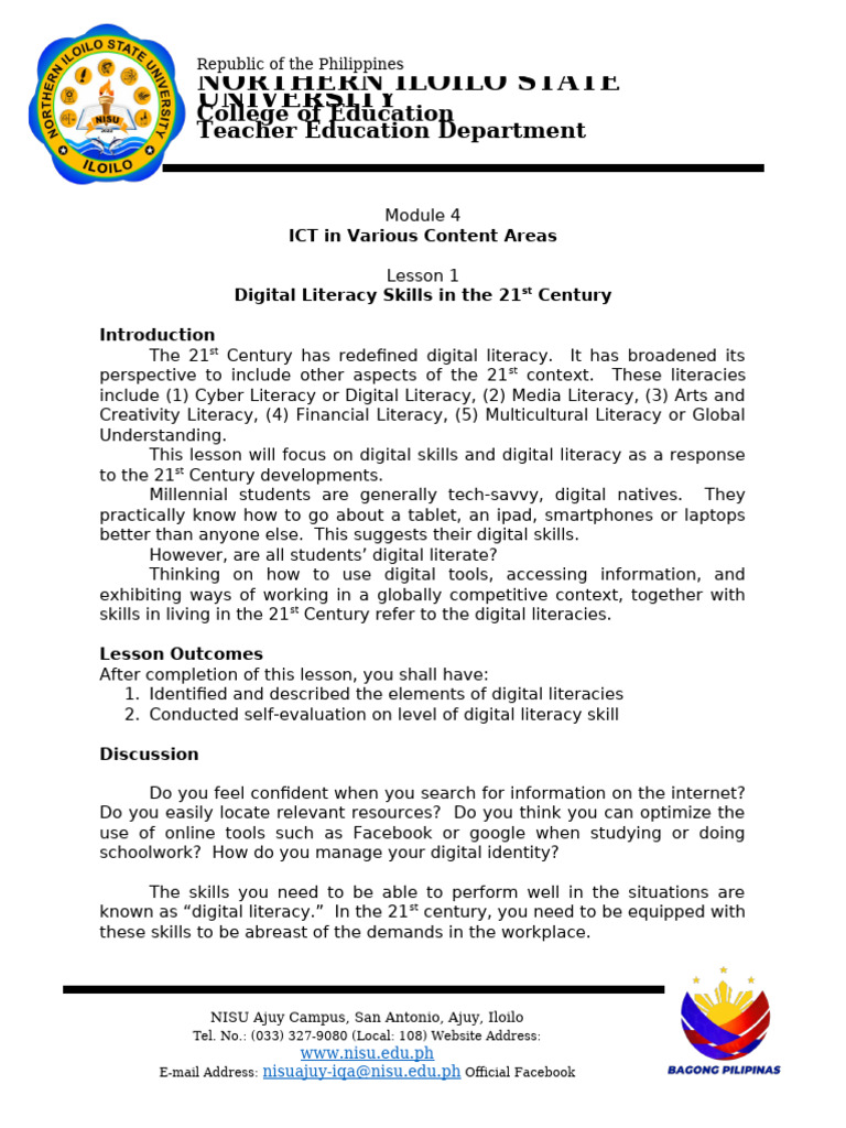 Module 4 - Lesson 1 AY 2024-25 | PDF | Creativity | Literacy