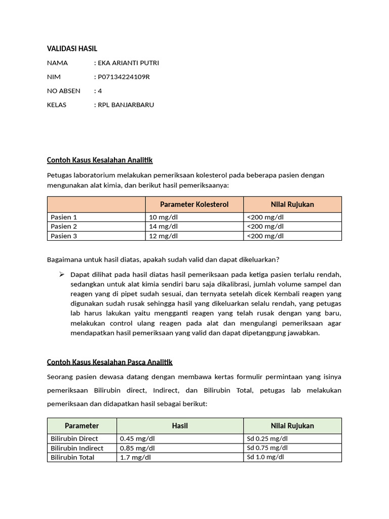 Eka Arianti Putri - P07134224109R - TUGAS VALIDASI HASIL 2 | PDF