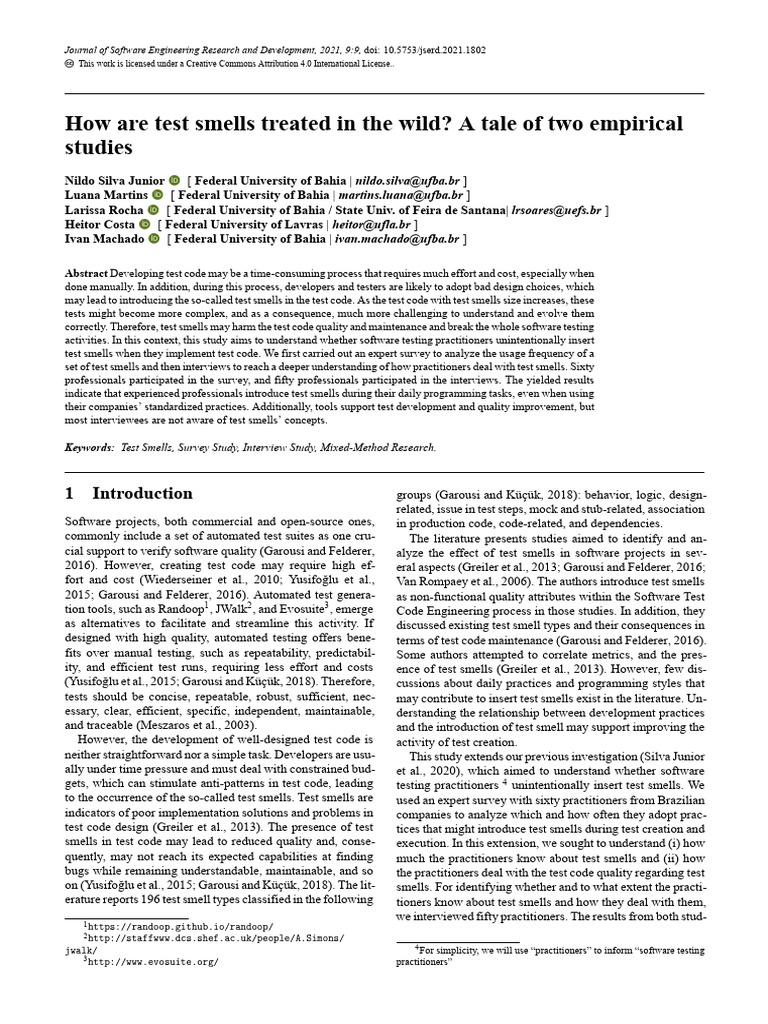 How Are Test Smells Treated in The Wild A Tale of Two Empiricalstudies ...