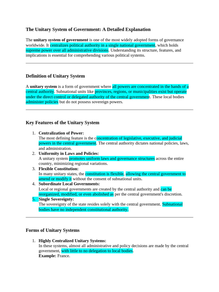Unitary vs. Federal Government Systems | PDF | United Kingdom | Federation