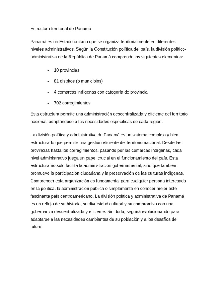 Estructura política de Panamá | PDF