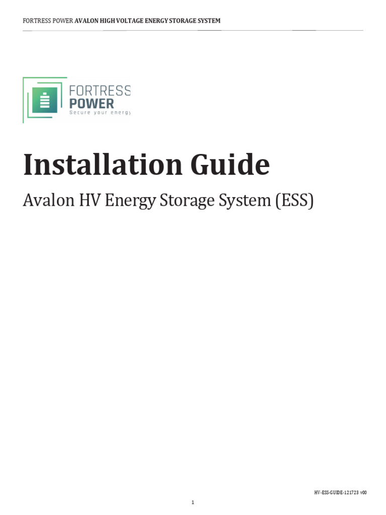 Fortress-power-Avalon-HV-ESS-Installation-Guide | PDF | Power Inverter ...