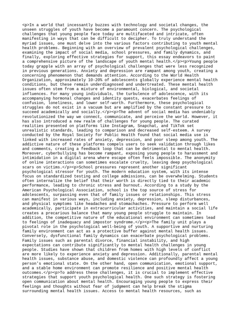 Unseen Struggles - Psychological Facts Behind Youth Problems | PDF ...