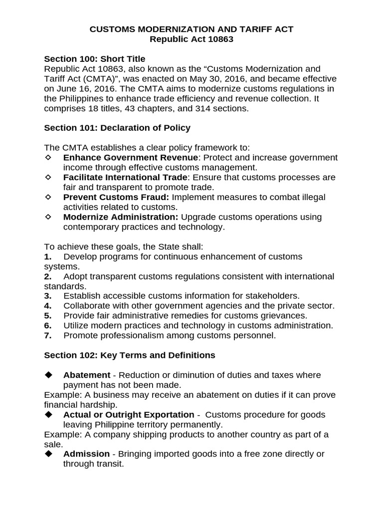 Overview of the Customs Modernization Act | PDF | Customs | Taxes