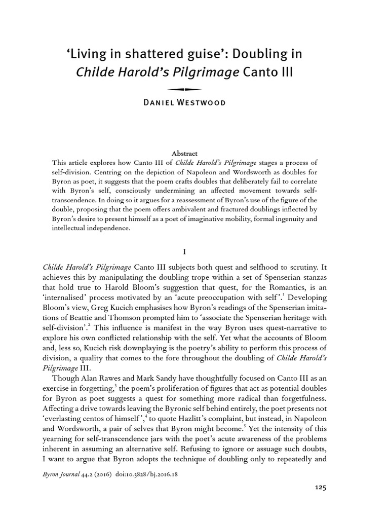 Childe Harold's Pilgrimage: Living in Shattered Guise': Doubling in ...