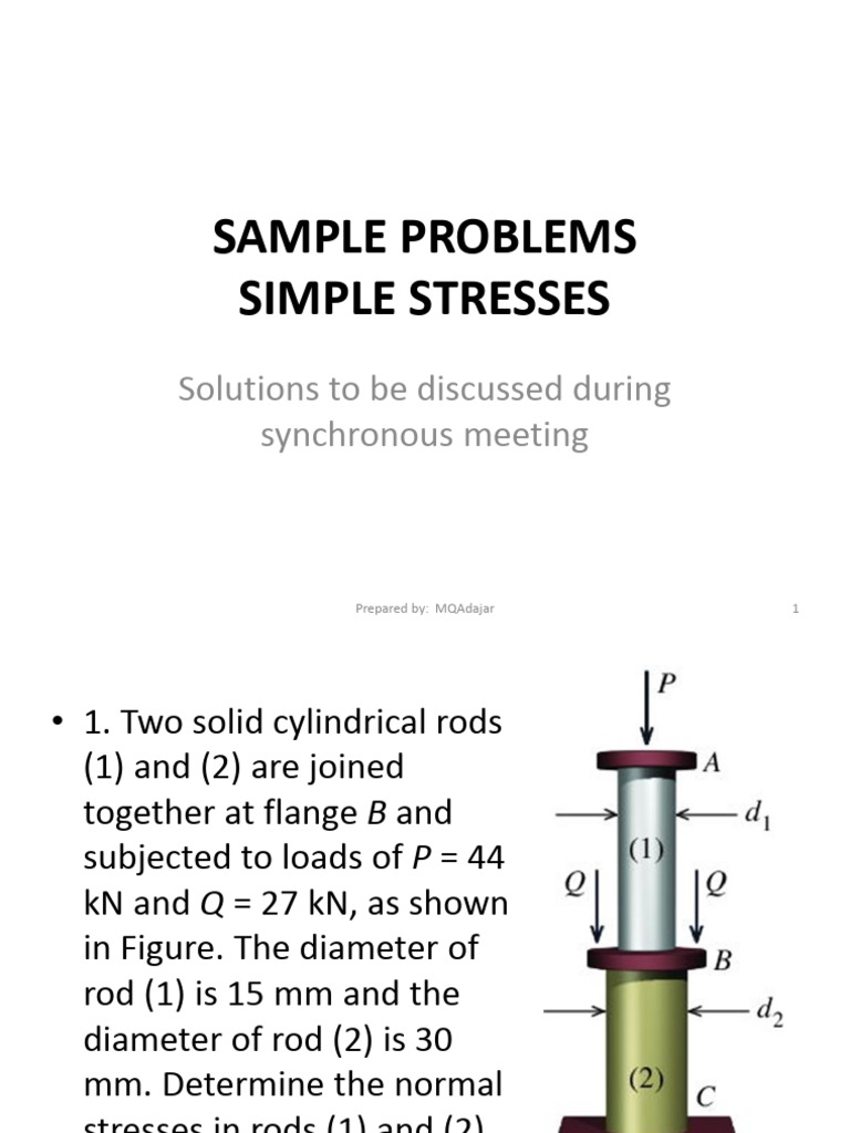 Simple Stresses: Problem Solutions | PDF | Stress (Mechanics ...