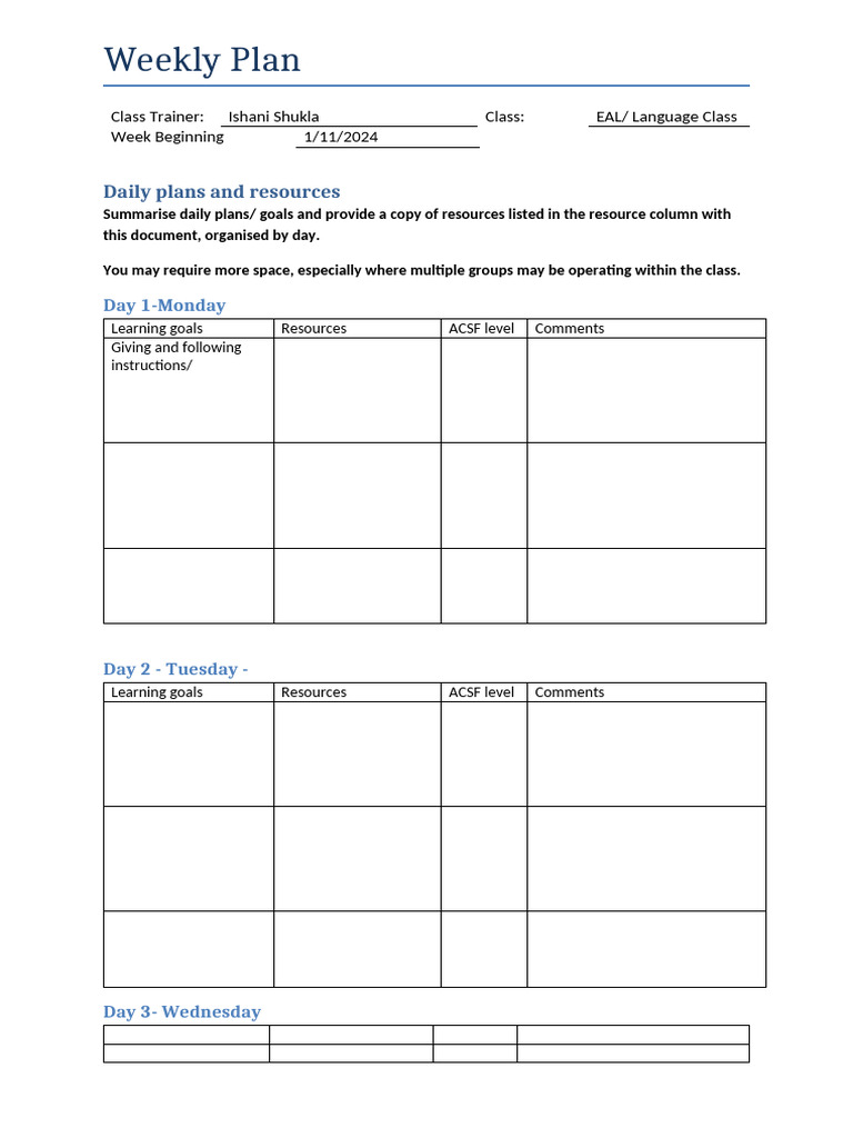 Weekly Planner Template 1 | PDF