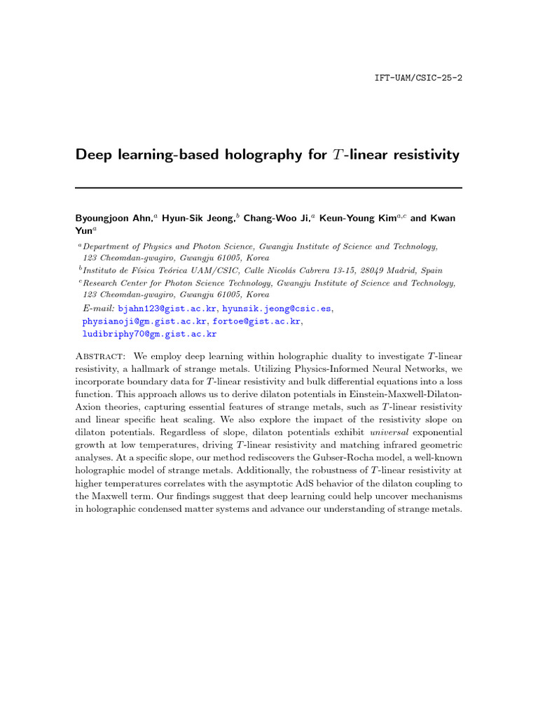 Deep Learning-Based Holography For - Linear Resistivity | PDF ...