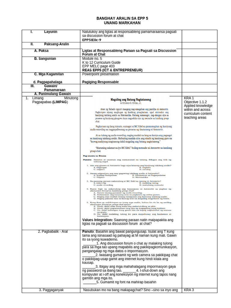 cot IN EPP5 Q1 | PDF