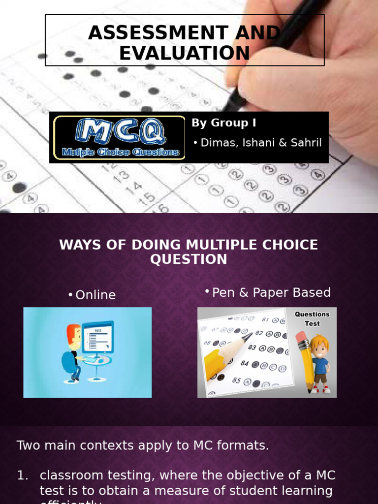 GROUP I Presentation | PDF | Multiple Choice | Educational Assessment