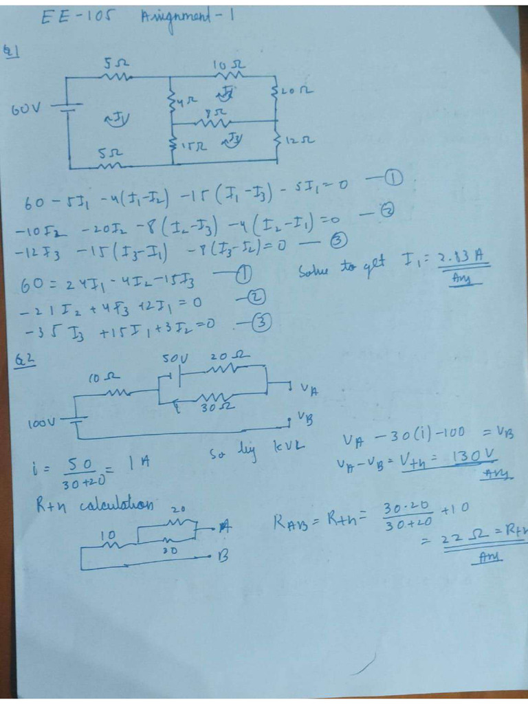 Assignment 1 (EE105) Mohammad Ayaan Abbas (ECE3) | PDF