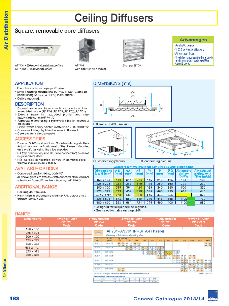 Aldes ME - Square Ceiling Diffuser | PDF