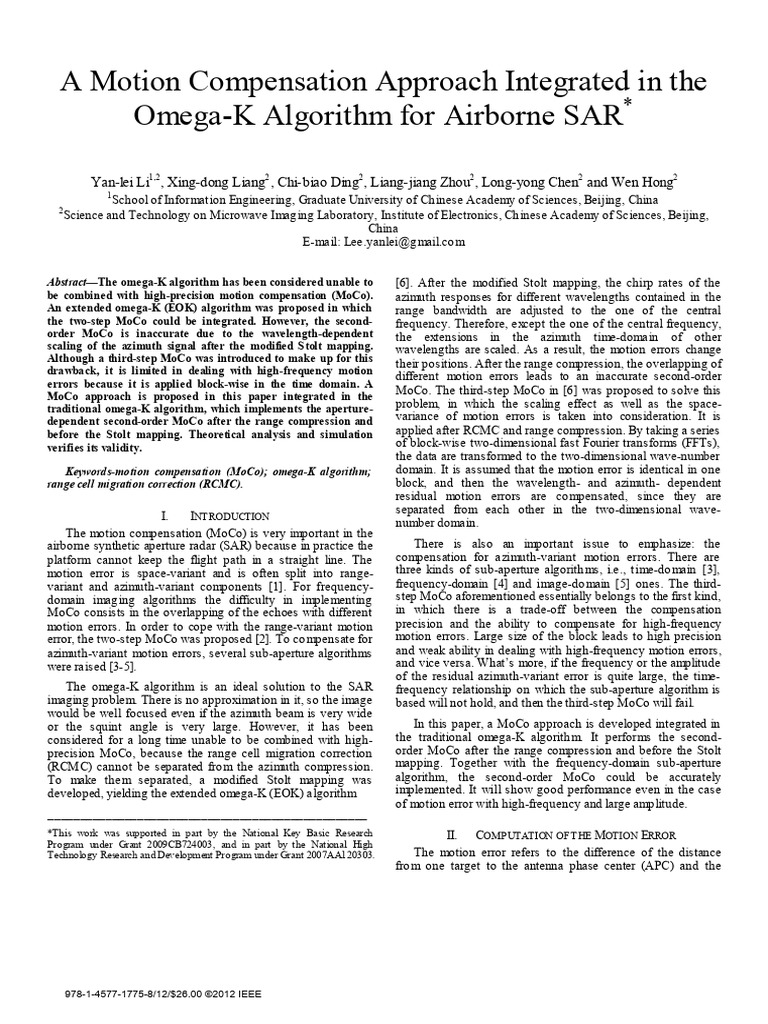 A Motion Compensation Approach Integrated in the | PDF | Waves ...