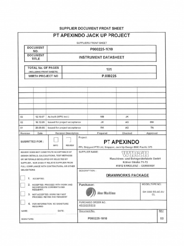 INSTRUMENT DATA SHEET | PDF | Valve | Brake