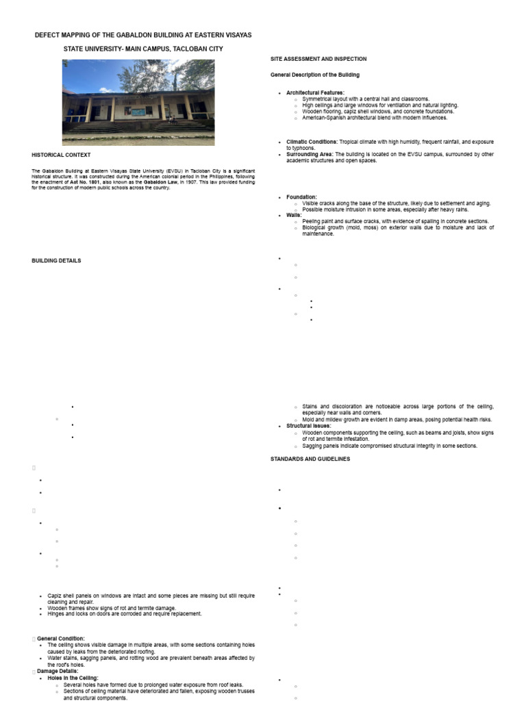 Gabaldon Building: History and Condition | PDF | Roof | Wall
