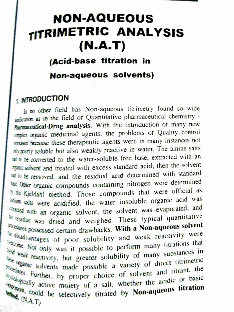 non-aqueous titration | PDF | Acid | Titration