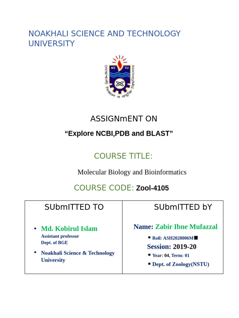 Exploring NCBI, PDB, and BLAST in Bioinformatics | PDF | National ...