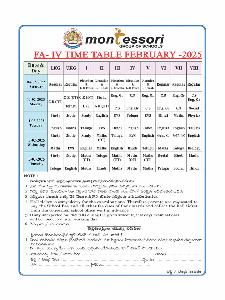 FA-IV Time Table-2 | PDF