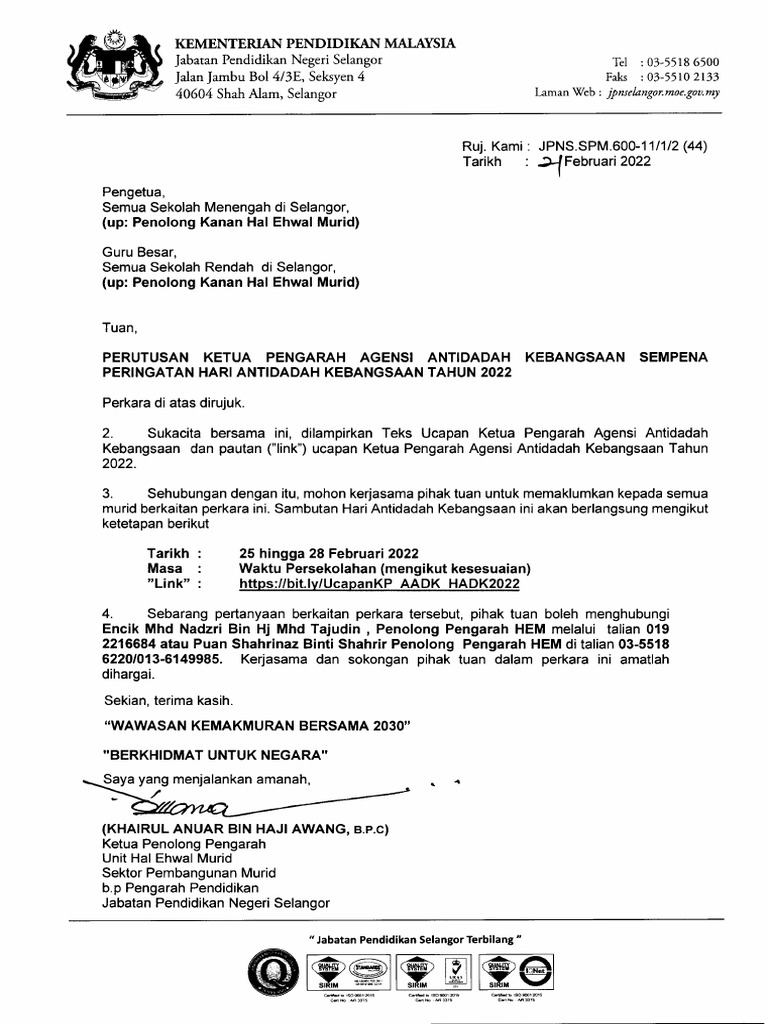 Perutusan Ketua Pengarah AADK Sempena Hari Anti Dadah Kebangsaan | PDF