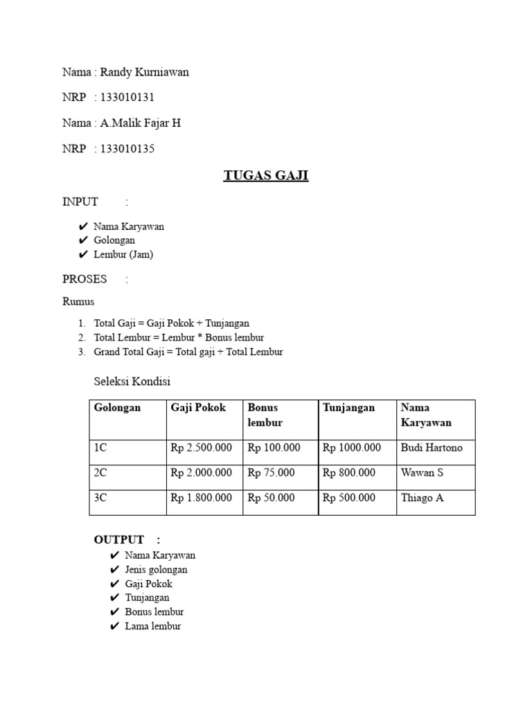 Flowchart Gaji Karyawan dan Lembur | PDF