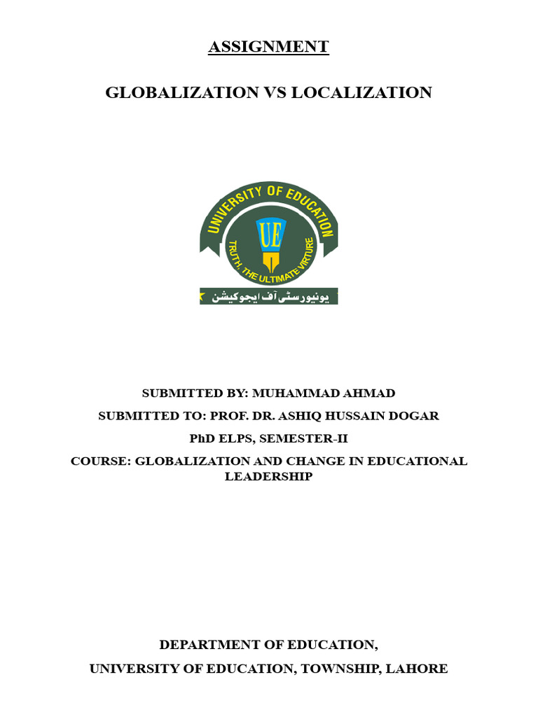 Globalization Vs Localization - 17!02!25 (Muhammad Ahmad) | PDF | Globalization | Economic ...