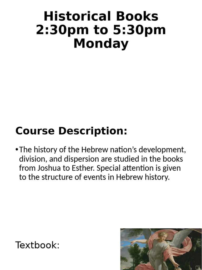Hebrew Historical Books Course Outline | PDF