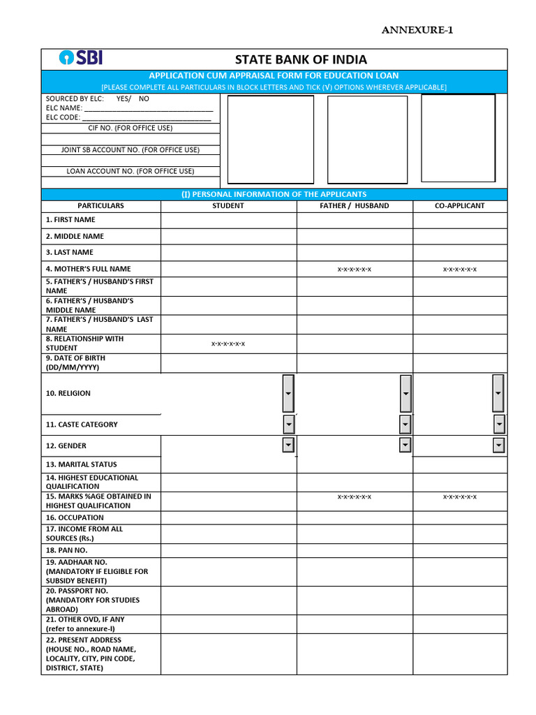 Education Loan Fillable and Printable | PDF | Identity Document