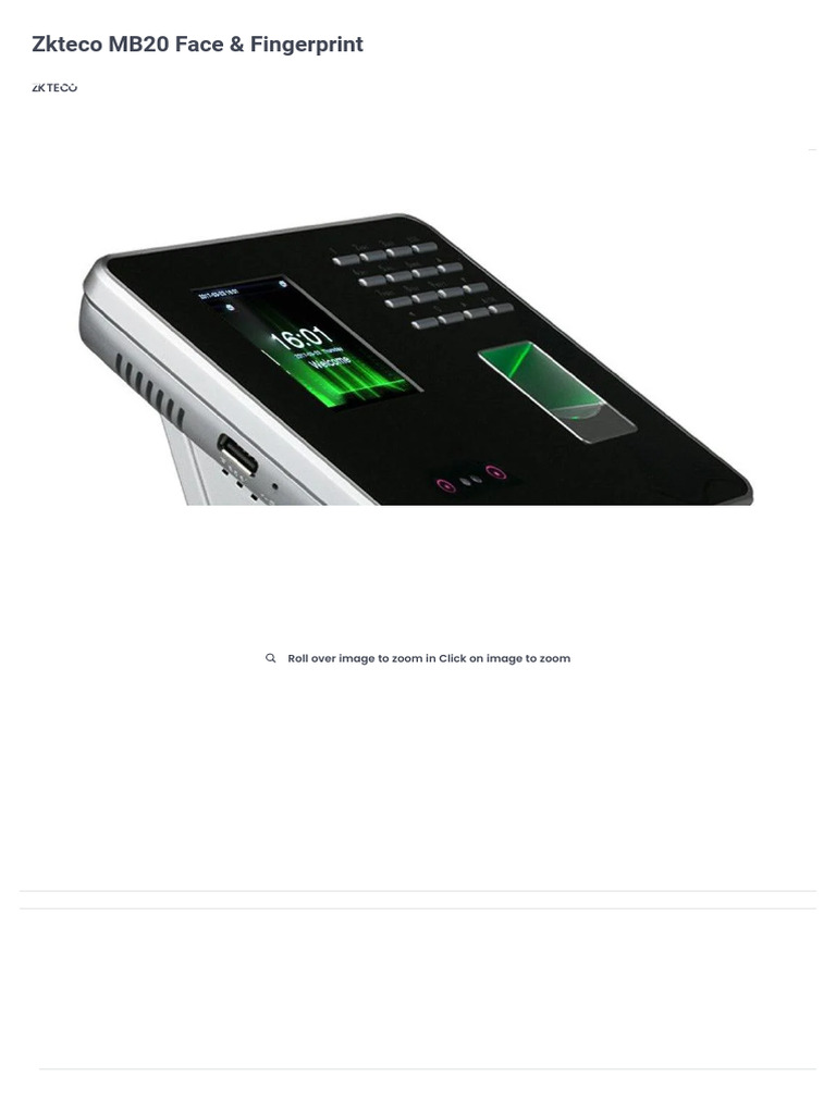Zkteco MB20 Face & Fingerprint | PDF | Printer (Computing) | Personal Computing