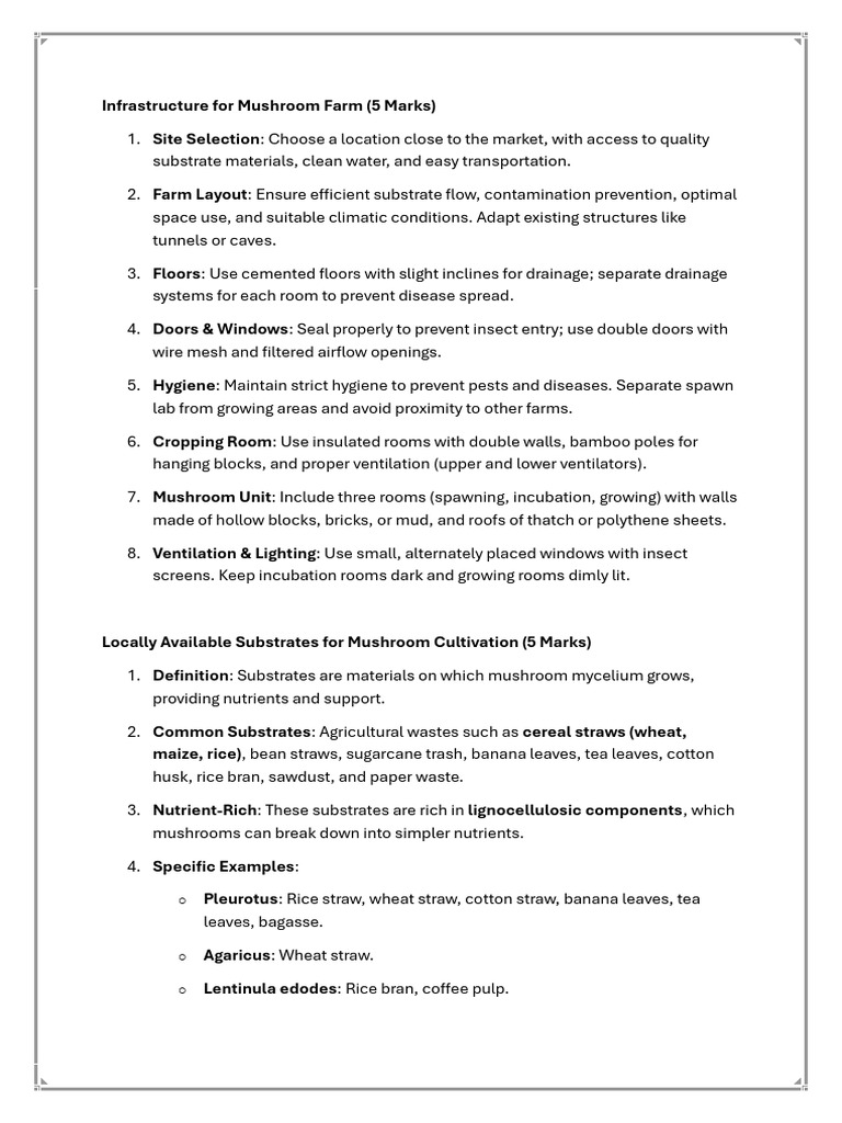 Infrastructure For Mushroom Farm | PDF | Sterilization (Microbiology ...