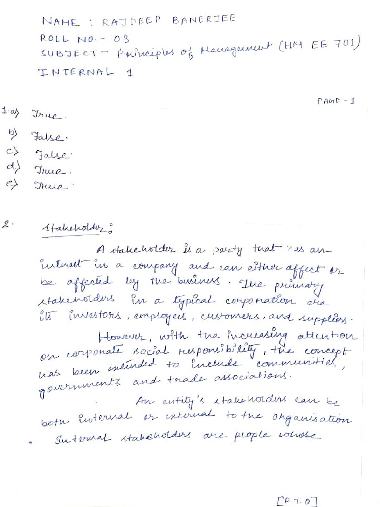 03 - PoM - HMEE701 - Internal 1 | PDF