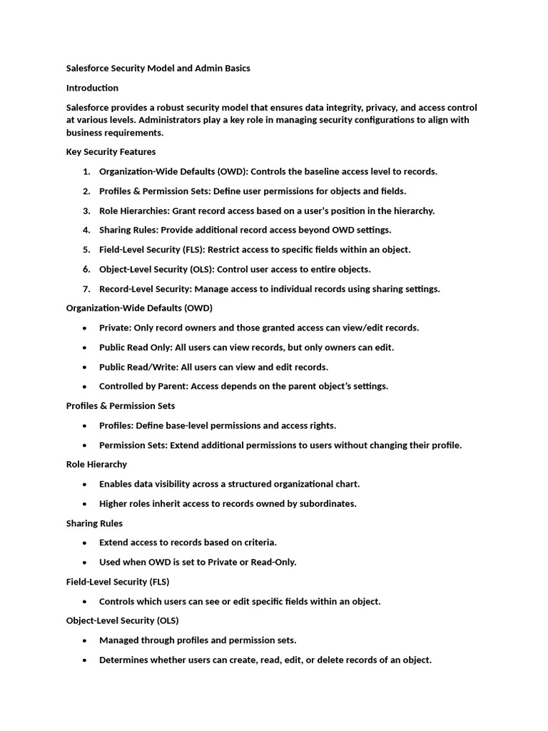 Salesforce Security Model | PDF | Hierarchy | Software