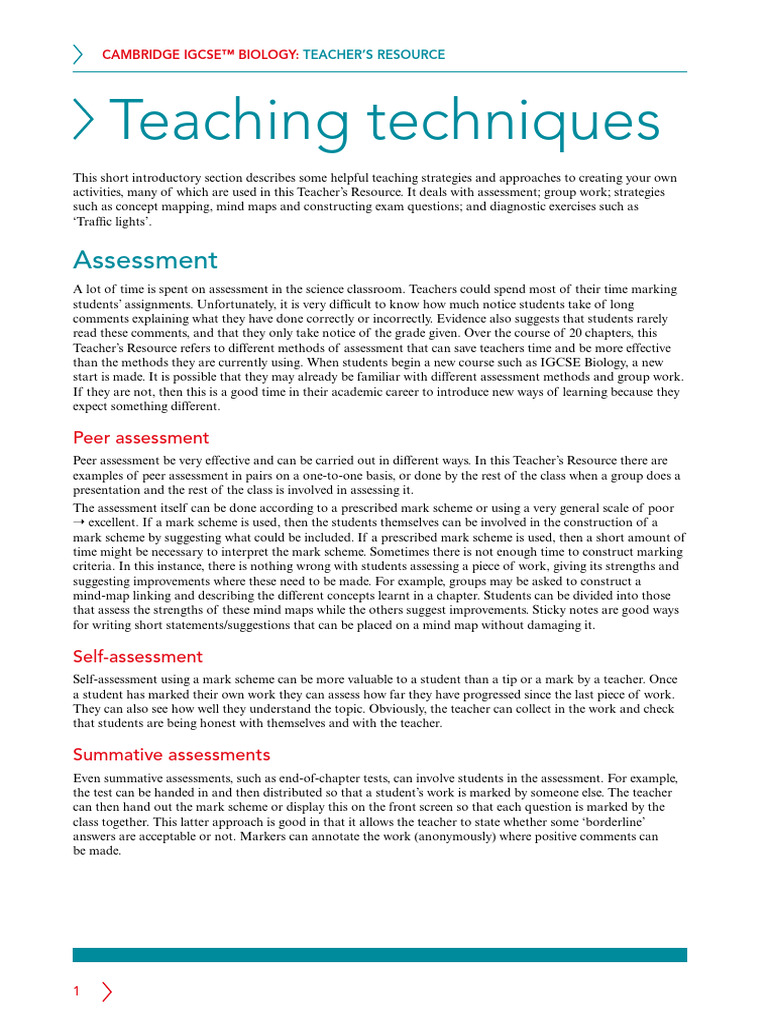 igcse_biology_4ed_tr_teaching_techniques | PDF | Teachers | Reading Comprehension