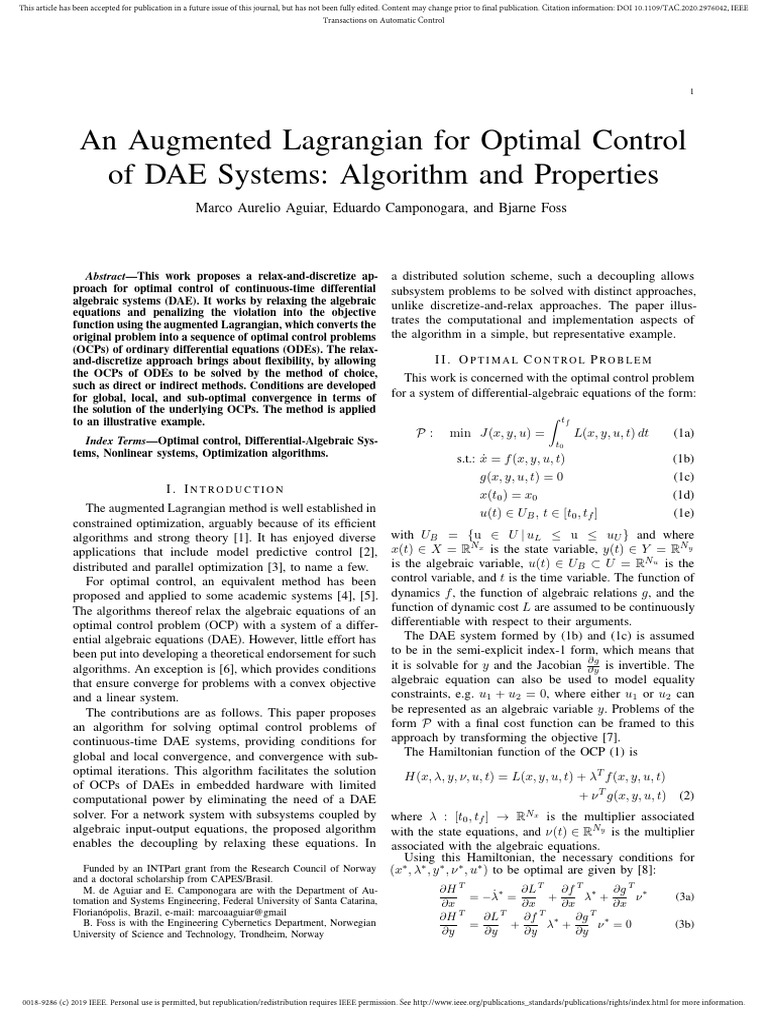 Optimal Control for DAE Systems | PDF | Optimal Control | Mathematical Optimization