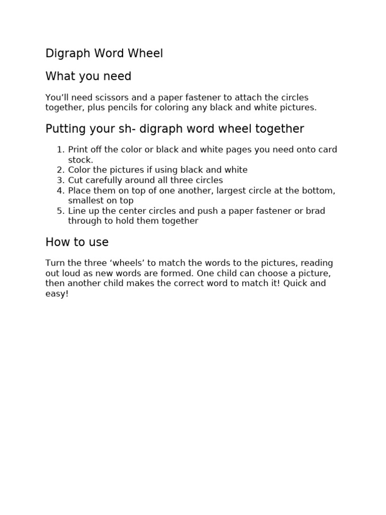 Digraph Word Wheel | PDF