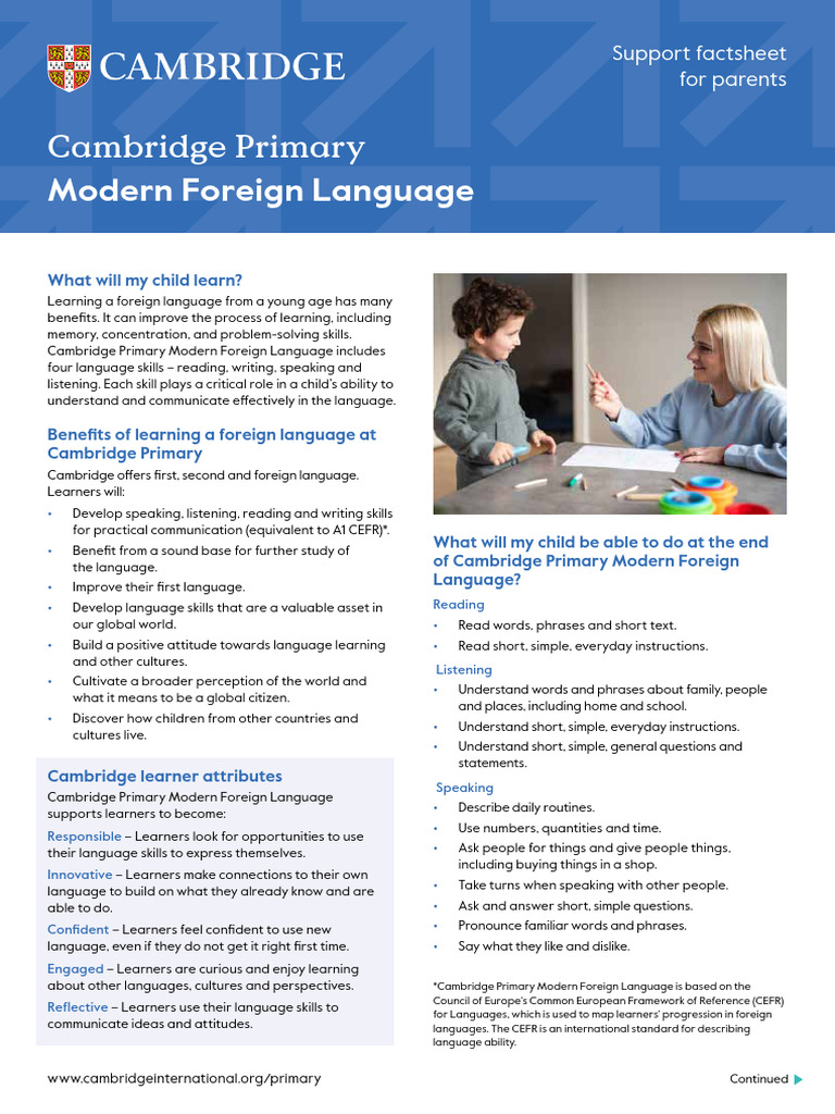 Primary support factsheet MFL v1_tcm142-719131 | PDF | Foreign Language ...