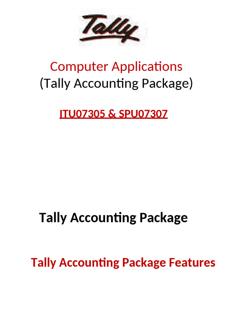 ITU07305 Lecture 2 Tally Features | PDF | Backup | Window (Computing)