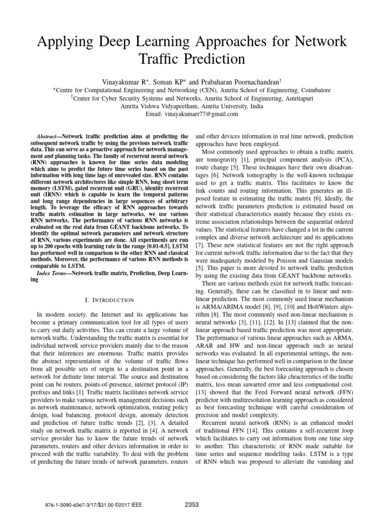 Applying Deep Learning Approaches For Network Traffic Prediction | PDF ...