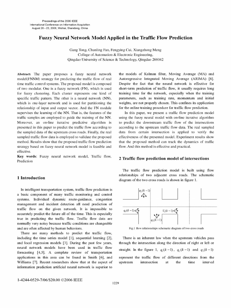 Fuzzy Neural Network Model Appliedinthe Traffic Flow Prediction | PDF | Cluster Analysis | Traffic