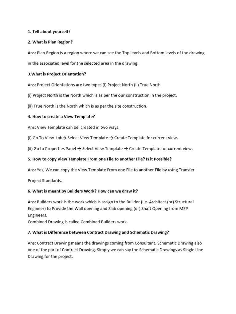 Final Copy of Revit Interview Questions | PDF | Autodesk Revit | Technical Drawing