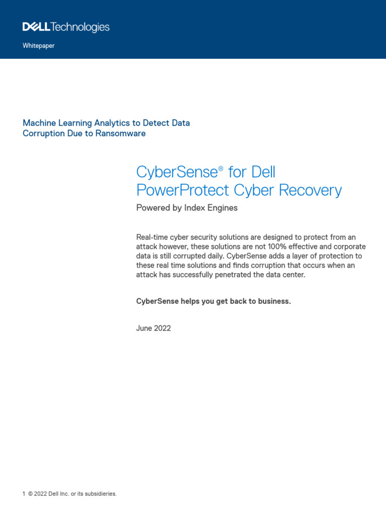 Cybersense For Dell Powerprotect Cyber Recovery Whitepaper | PDF ...