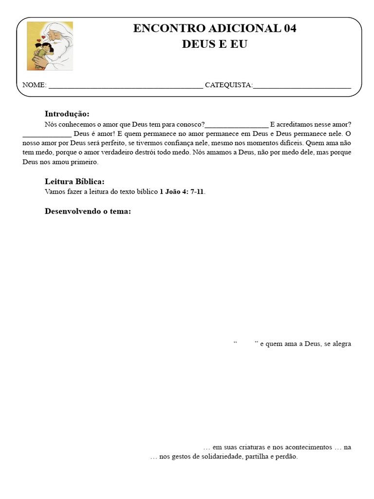 4º ENCONTRO ADICIONAL - Deus e Eu | PDF | Amor | Deus