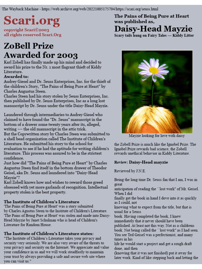 Dr Seuss exploitations, Kiddie Litter and Daisy-Head Mayzie | PDF | Dr ...