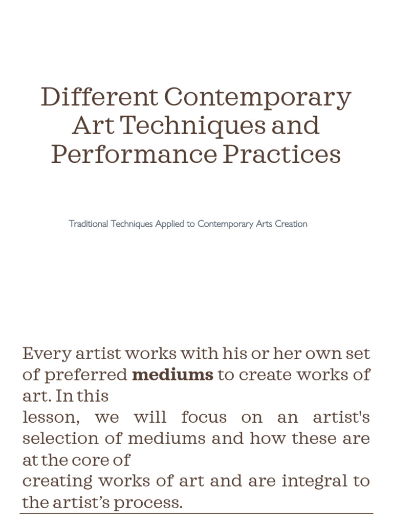 Different Contemporary Art Techniques and Performance Practices 3 | PDF ...
