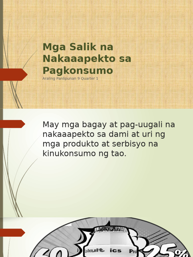 Mga Salik na Nakaaapekto sa Pagkonsumo week 5 | PDF