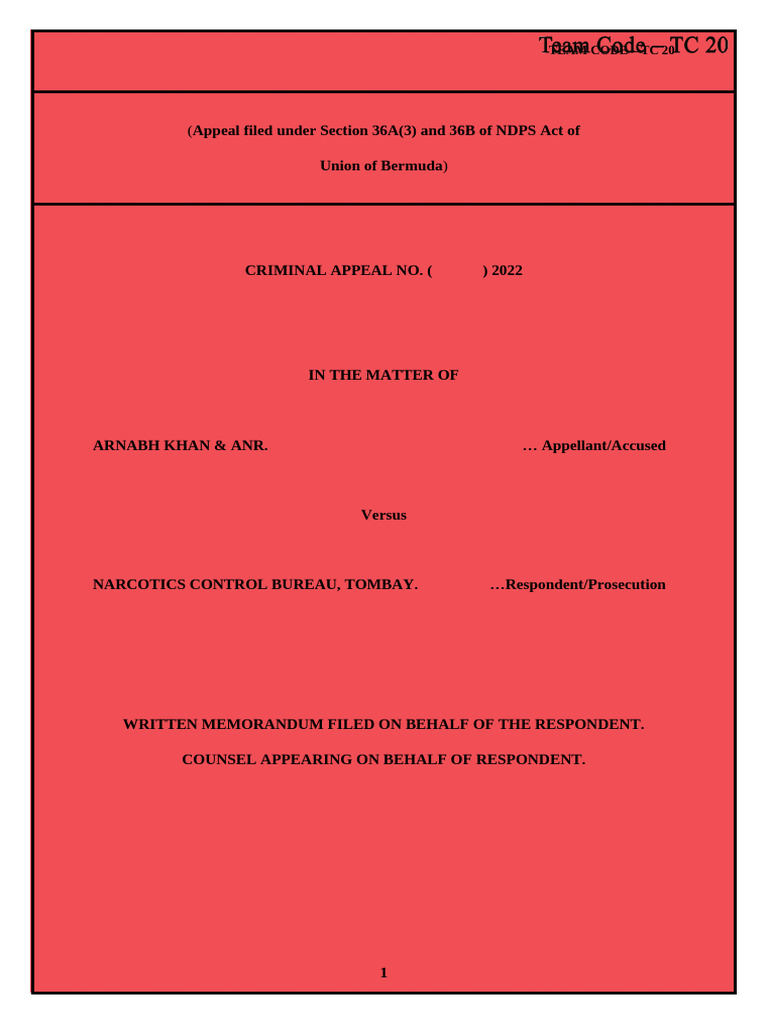 1ST National Moot Court - Respondent Memorial | PDF | Bail | Confession ...