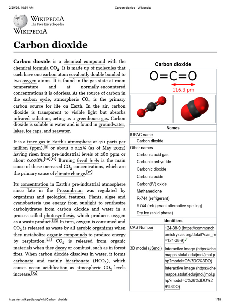 Carbon Dioxide - Wikipedia | PDF | Carbon Dioxide | Blood