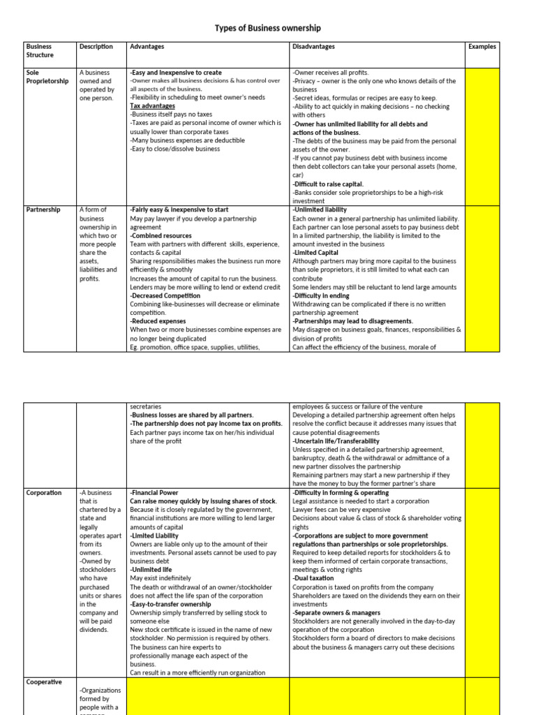 Types of Business Ownership Explained | PDF | Partnership | Dividend