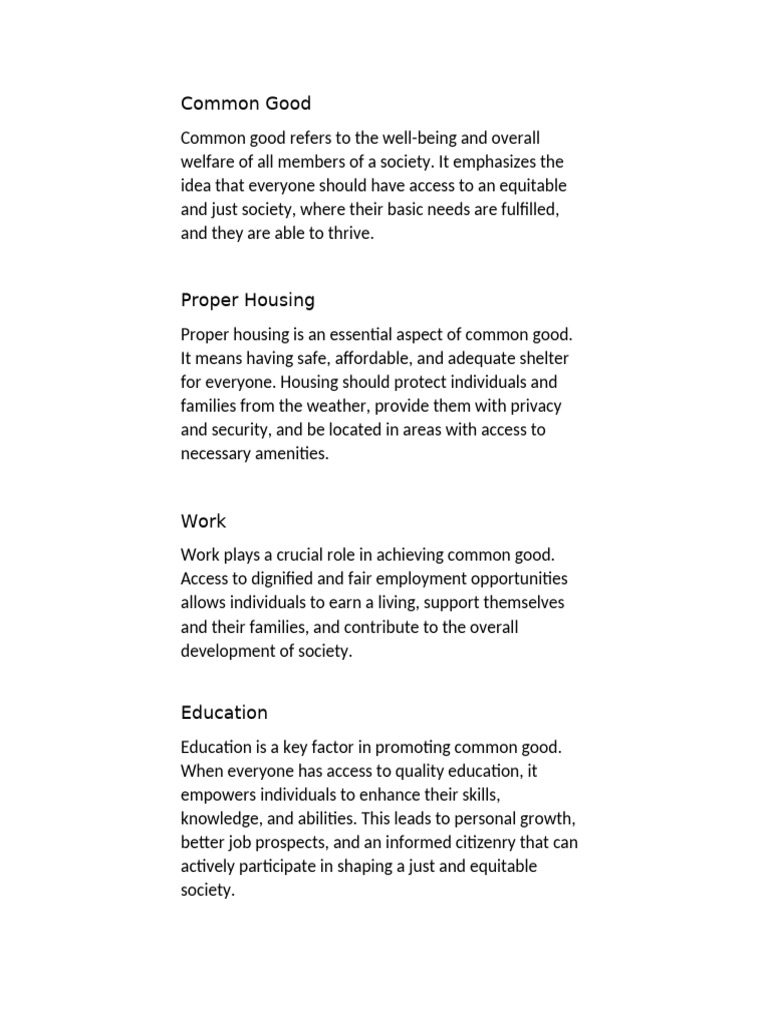 Essentials of Common Good Explained | PDF